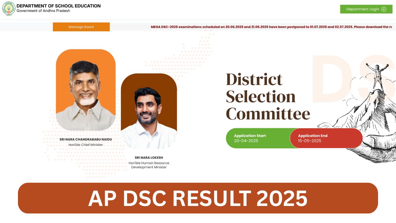 AP DSC Result 2025: TGT, PGT, SGT, Principal Cut Off Marks, Merit List